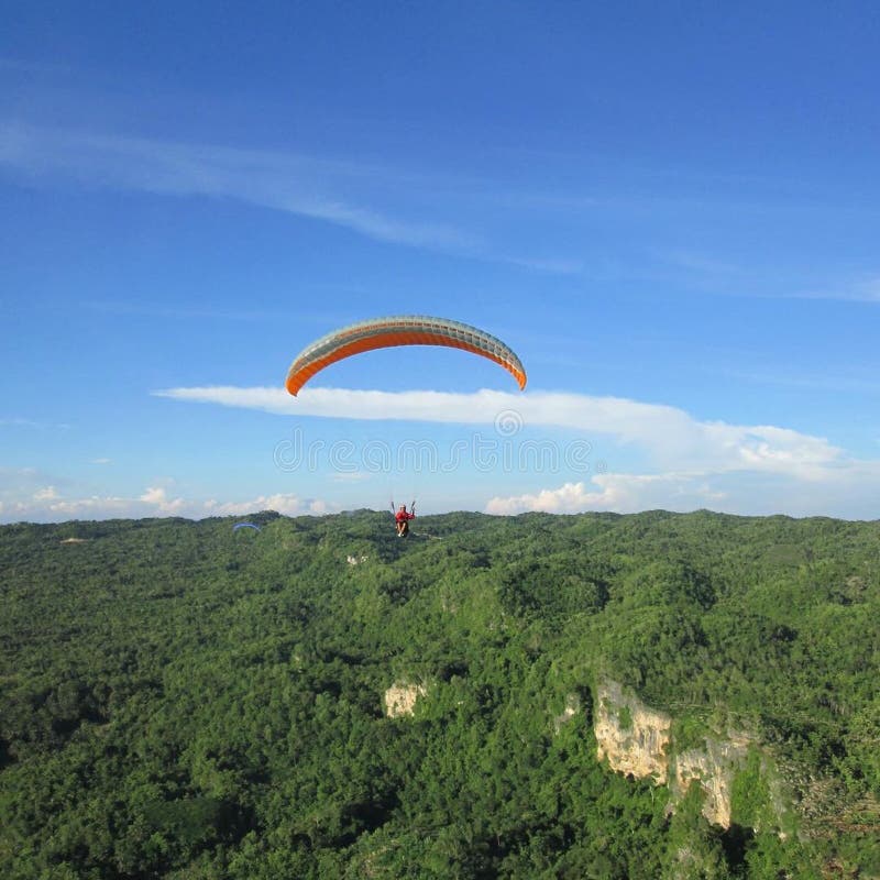 Paragliding in Parangtritis Yogyakarya Stock Image - Image of ...