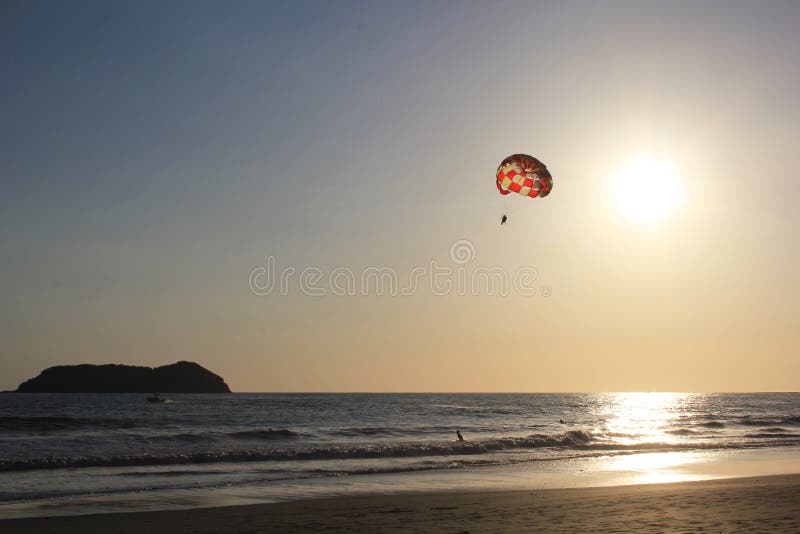 Paragliding on the sea stock image. Image of rica, sunset - 75106245