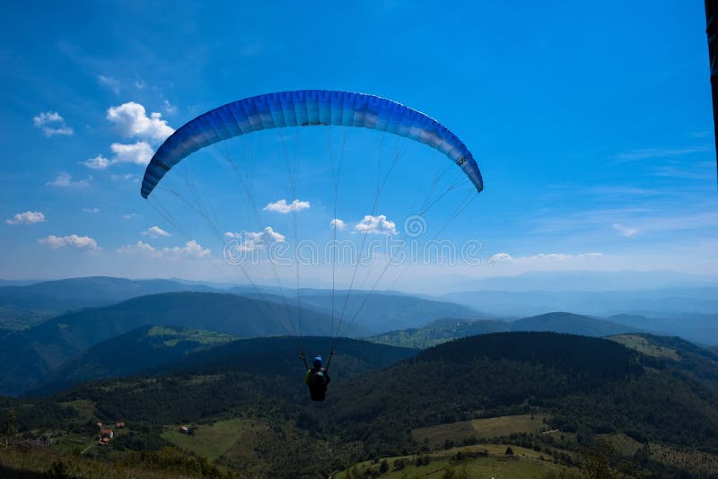 Paragliding Sport with Nice Landscapes Stock Photo - Image of mountain ...