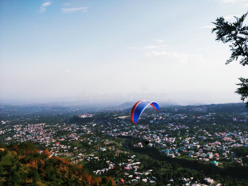 Paragliding view in India stock image. Image of beauty - 152559953