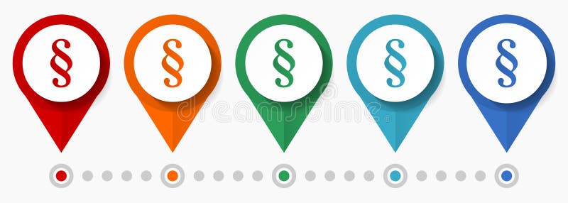 Paragraph, Right, Law Concept Vector Icon Set, Flat Design Pointers ...