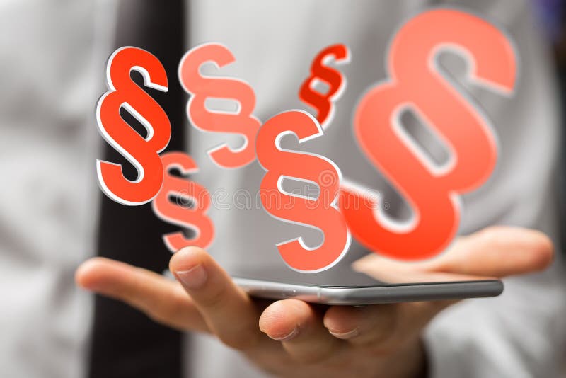 Paragraph Signs Over a Phone Held in a Person S Hands Stock Image ...