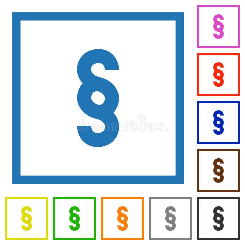 Paragraph Symbol Flat Color Icons with Quadrant Frames Stock Vector ...