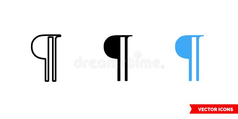 Paragraph Symbol Icon of 3 Types Color, Black and White, Outline ...