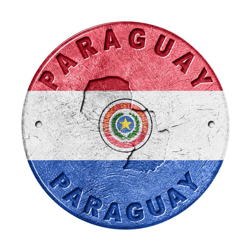 Paraguay Flag Button with Map Stock Illustration - Illustration of ...