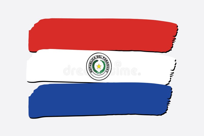 Paraguay Flag with Colored Hand Drawn Lines in Vector Format Stock ...