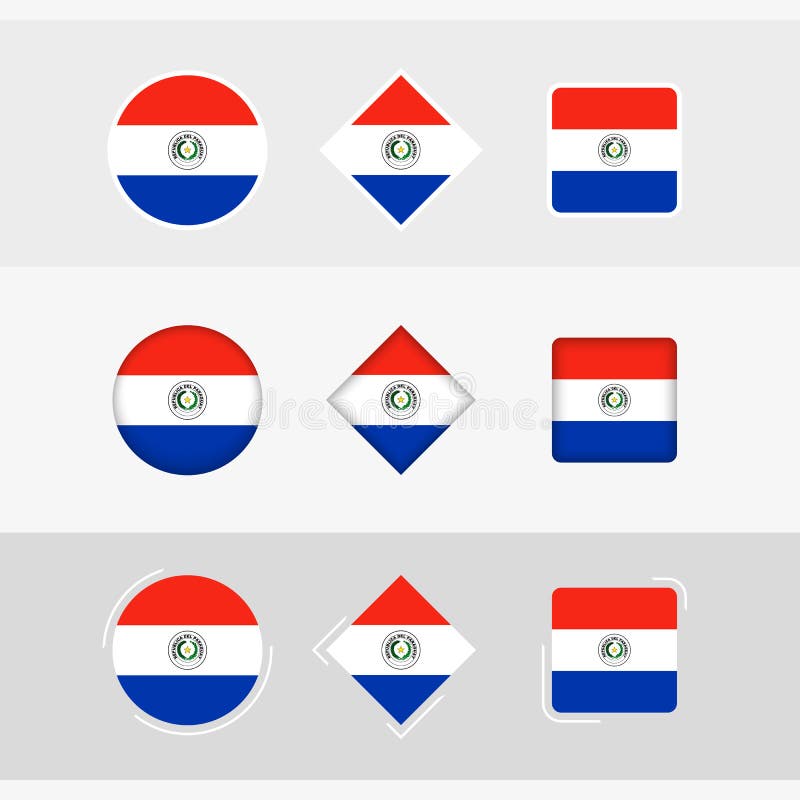 Paraguay Flag Icons Set, Vector Flag of Paraguay Stock Vector ...