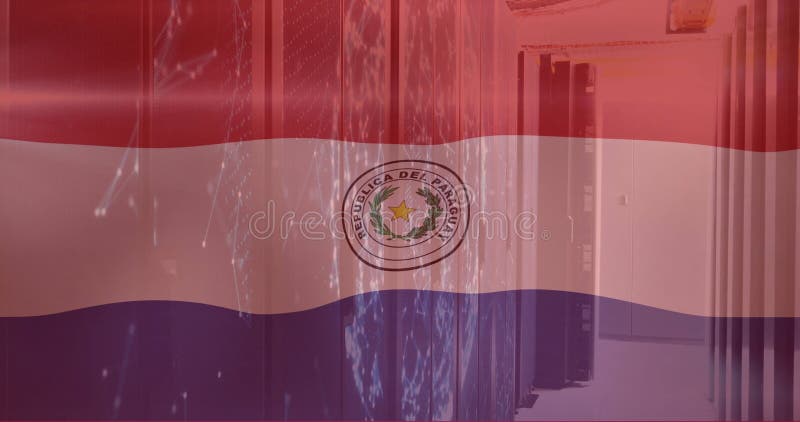Paraguay Flag Image Over Data Center Servers Stock Illustration ...