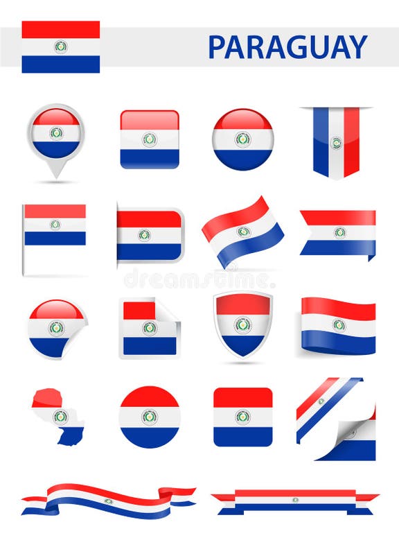 Paraguay Flag Vector Set stock illustration. Illustration of icons ...