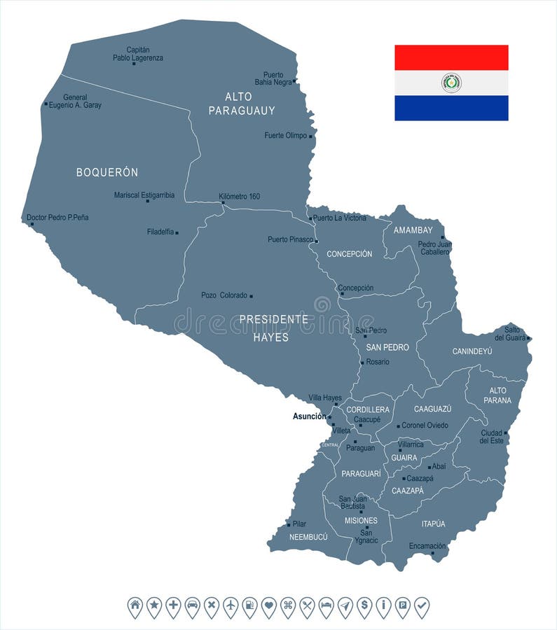 Paraguay - Map and Flag Detailed Vector Illustration Stock Illustration ...