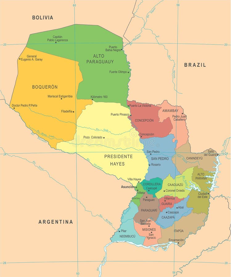 Paraguay Map - Detailed Vector Illustration Stock Illustration ...