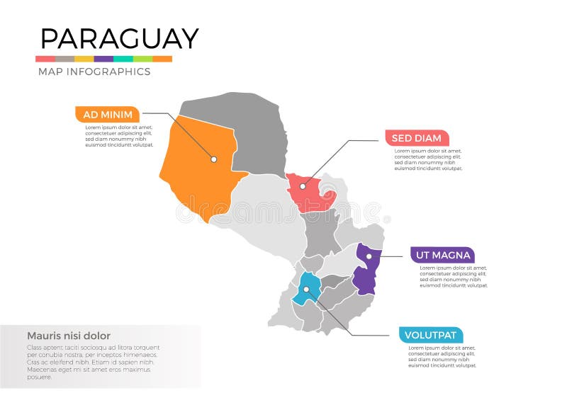 Paraguay regions map stock illustration. Illustration of america ...