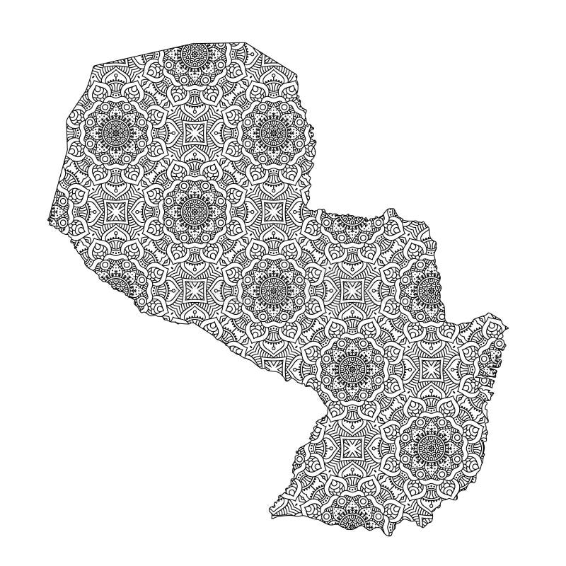 Paraguay Map with Mandala Design Stock Vector - Illustration of city ...