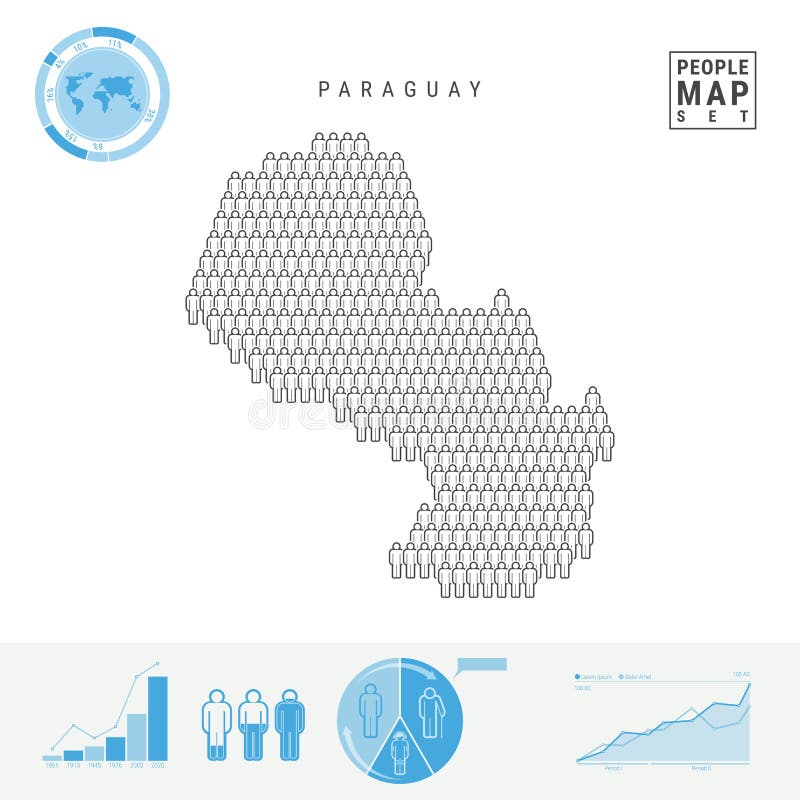 Paraguay People Icon Map. Stylized Vector Silhouette of Paraguay ...