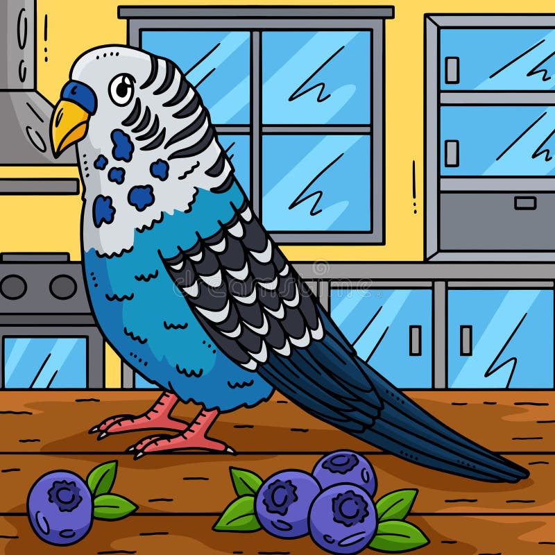 Parakeet Bird Colored Cartoon Illustration Stock Vector - Illustration ...