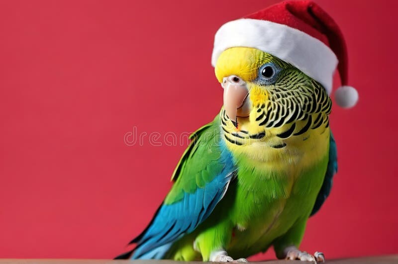 A Parakeet in a Christmas Suite at 23-9-2024 Stock Illustration ...