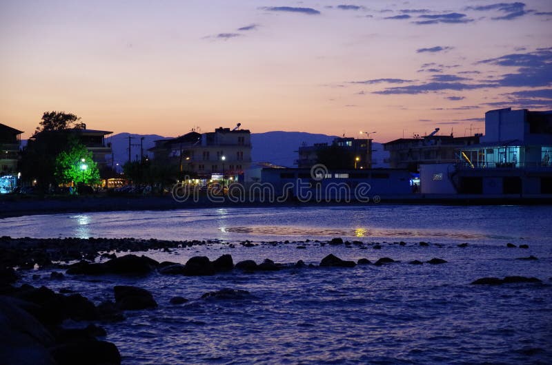 Paralia greece stock image. Image of dawn, phenomenon - 76840185