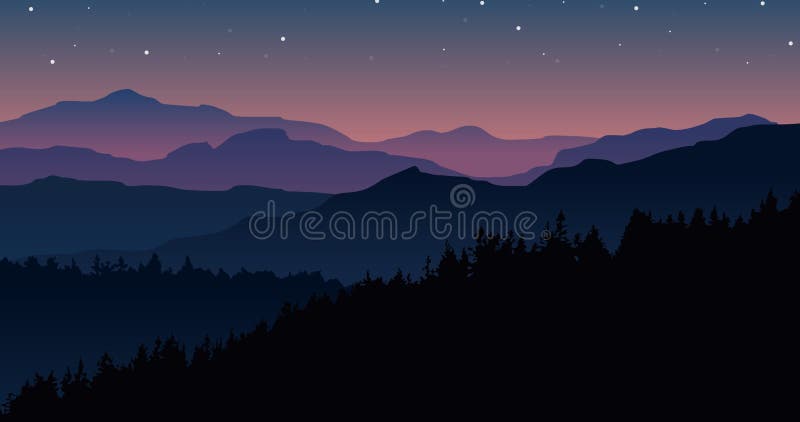 Parallax Animation of Lush Forest Mountains at Night with a Calm Feel ...