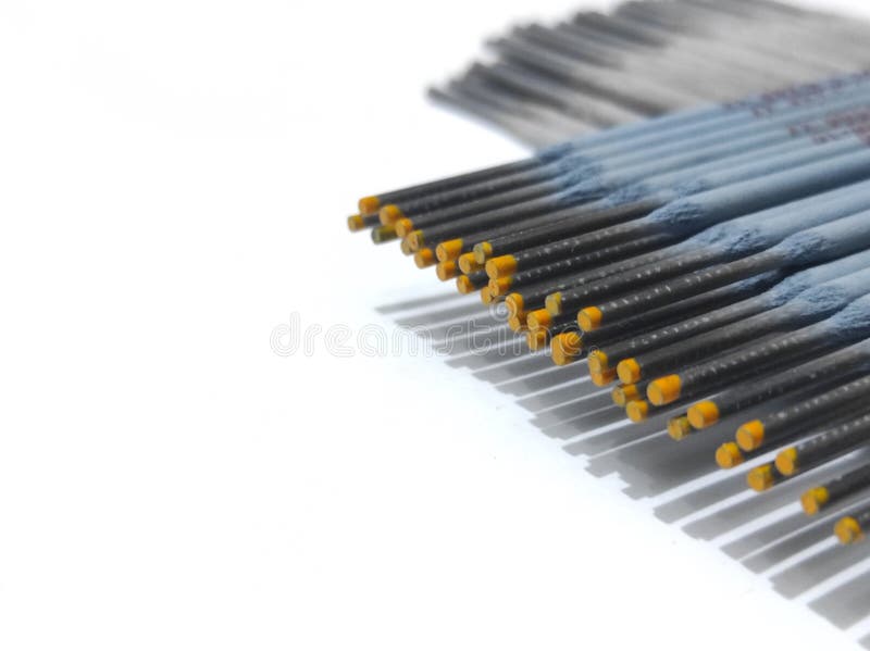 Parallel Arrangement of Welding Electrodes on a White Surface. Stock ...