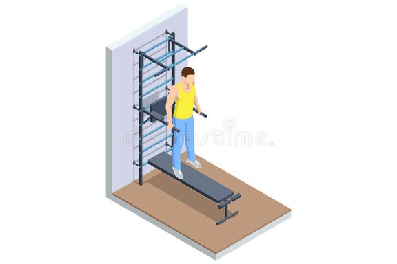 Parallel Bar Dips Start Position. Isometric Vector Illustration of a ...