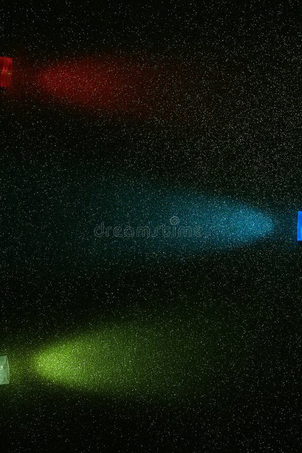 Parallel Beams of Red Blue and Yellow Gradient Light on a Dark Green ...