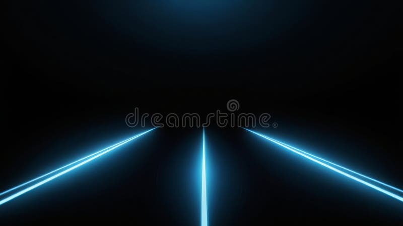 Parallel Blue Neon Lines on a Dark Background, Representing Futuristic ...