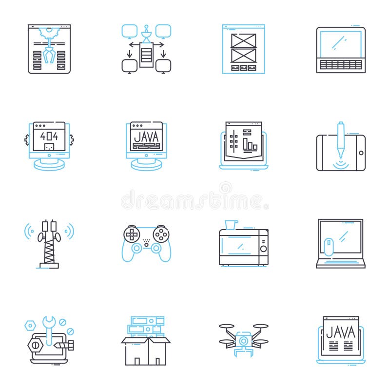 Parallel Computing Linear Icons Set Concurrency Multithreading Distributed Cluster Gpu