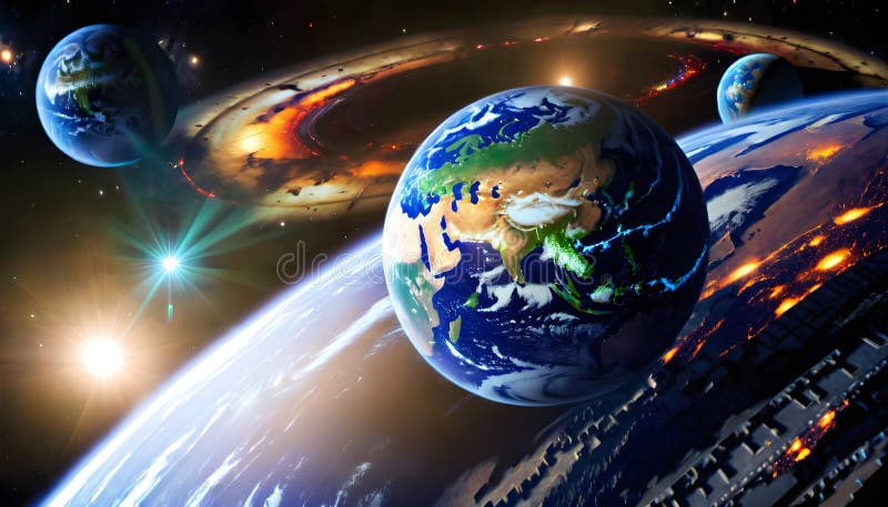 Parallel Earths in the Multiverse Stock Photo - Image of universe ...