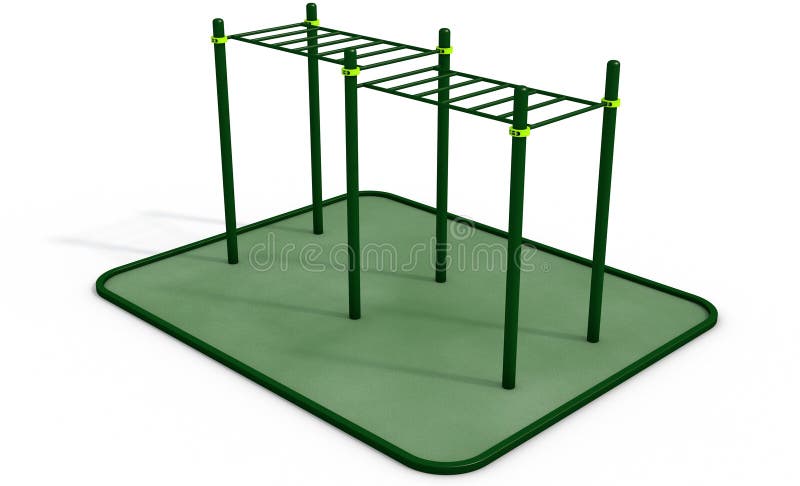 Parallel Horizontal Bars at Sports Ground for Workout. 3D Rendering ...