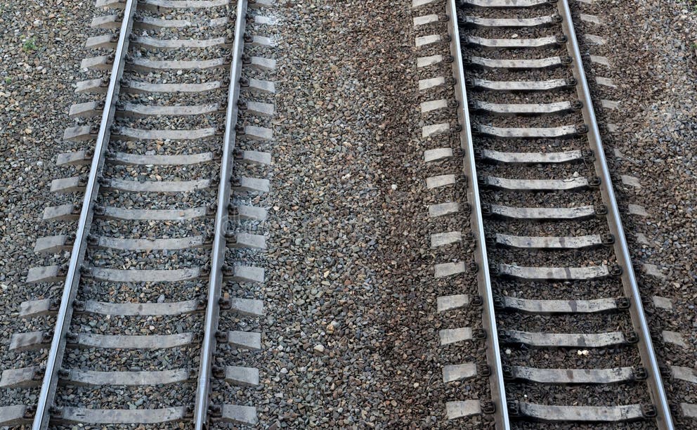 Parallel Railway Tracks Recede into the Distance Stock Photo - Image of ...