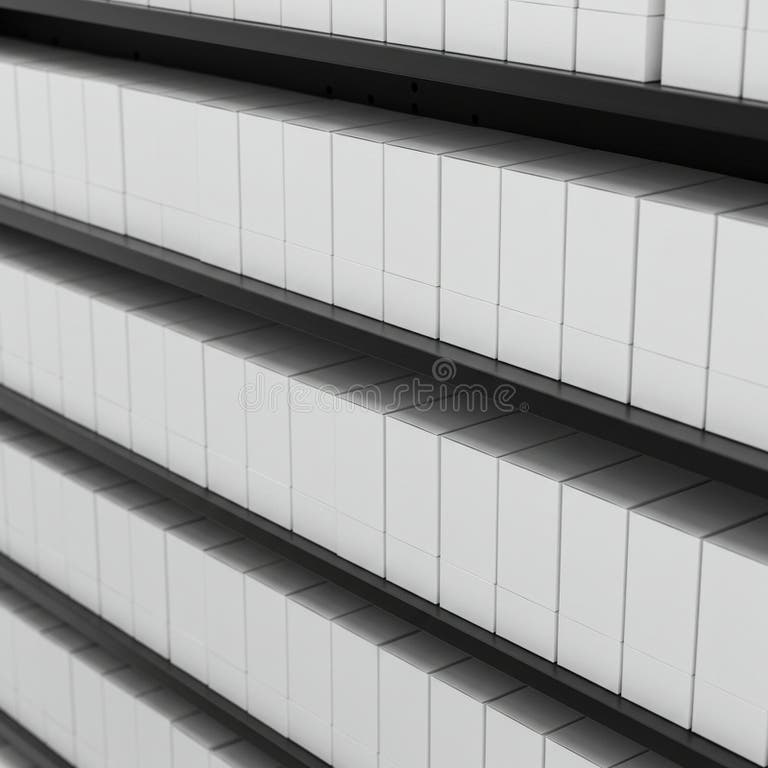 Parallel Rows of Identical White Rectangular Boxes are Neatly Arranged ...