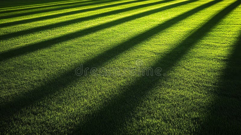 Parallel Sunlight Shadows on Lush Green Grass Stock Illustration ...