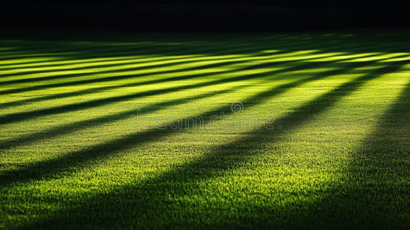 Parallel Sunlight Shadows on Lush Green Grass Stock Illustration ...