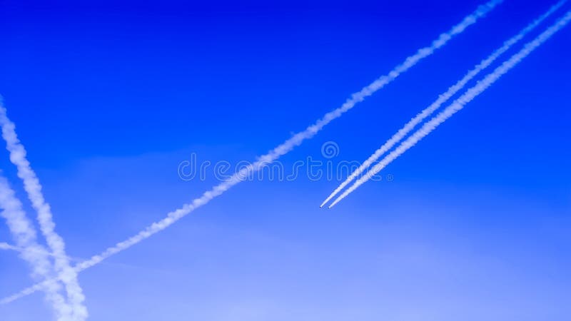 Parallel Traces of an Airplane in the Blue Sky Stock Illustration ...