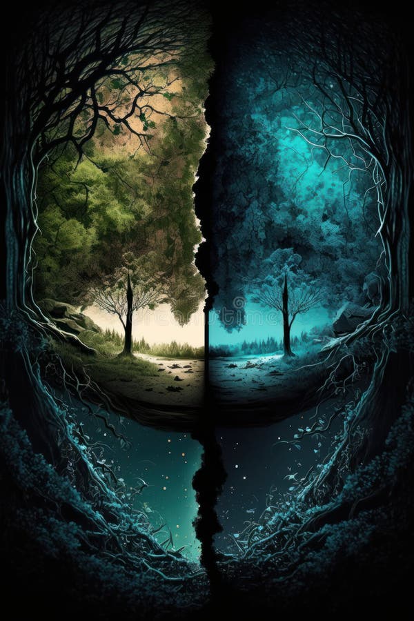 Parallel Universe Growing Under the Trees of a Forest, Underground Cave ...