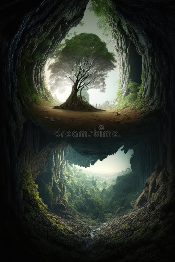 Parallel Universe Growing Under the Trees of a Forest, Underground Cave ...