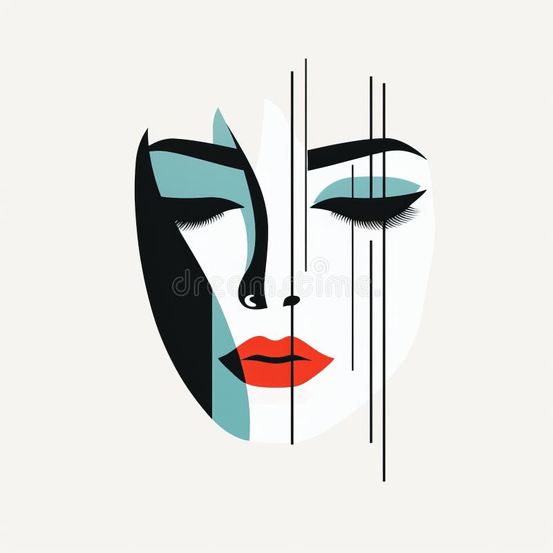 Parallel Vector Minimalism: Modern Contrast Line Illustration of Female ...