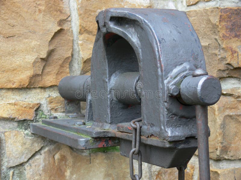 Old Vise Mounted on House Wall Stock Image - Image of attached ...
