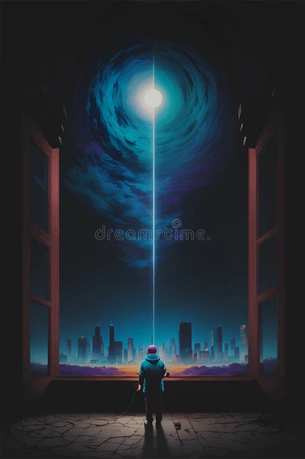 Parallel Worlds. Surreal Fish-Shaped House Illustration, Stock ...