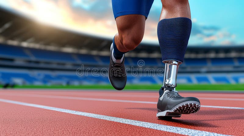 A Paralympic Athlete& X27;s Prosthetic Leg Training Session in the ...
