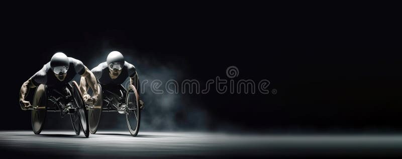 Paralympic Athlete on a Wheelchair at Competitions, Dark Background ...