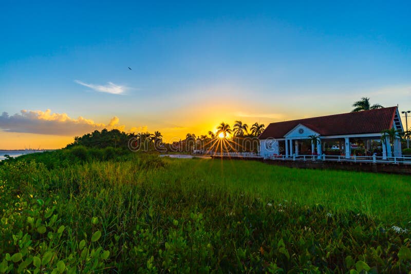 Paramaribo, Suriname - May 2020: Sunset Over Greenview Lake Property ...
