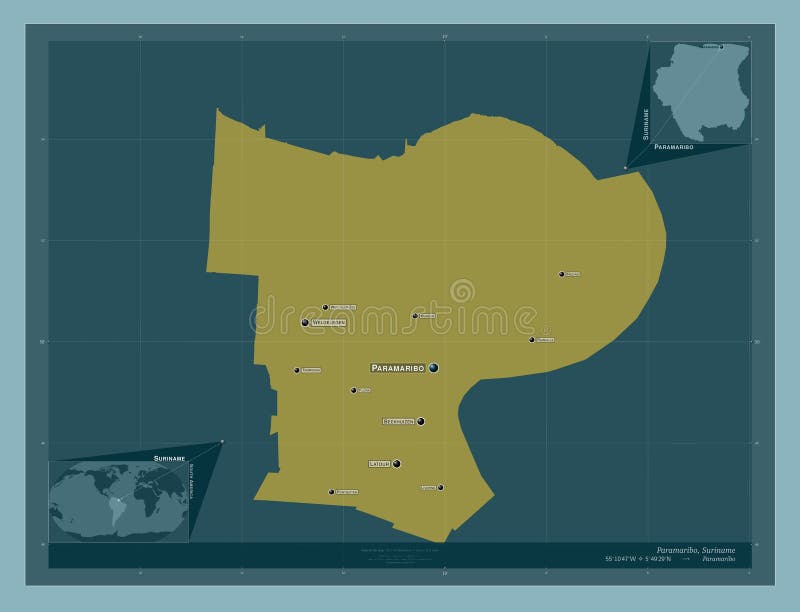 Paramaribo, Suriname. Solid. Labelled Points of Cities Stock ...