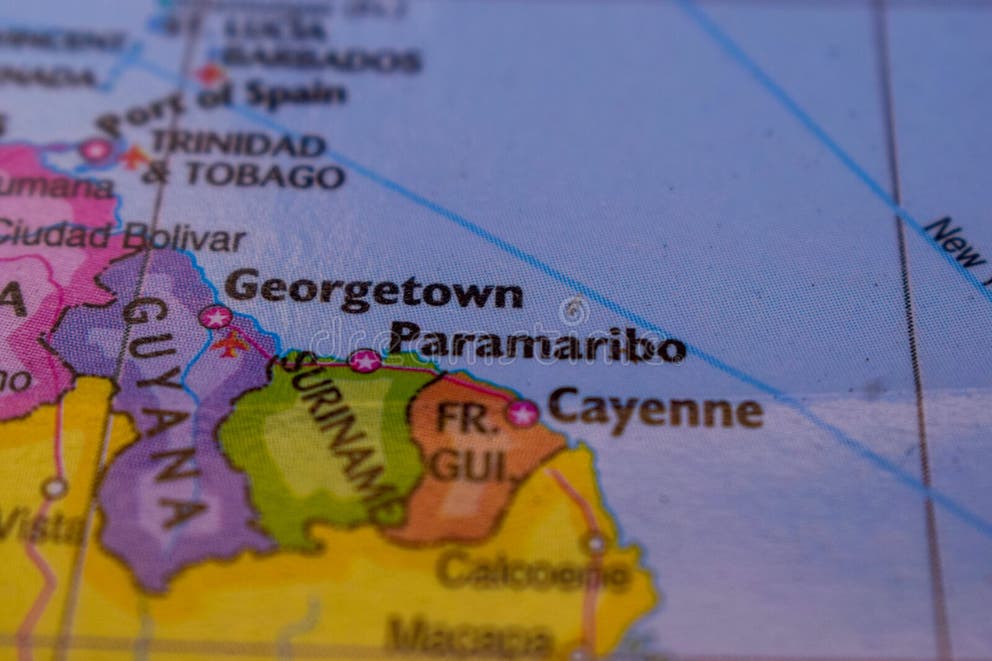 Paramaribo on the World Map-Geo Political Map Stock Image - Image of ...