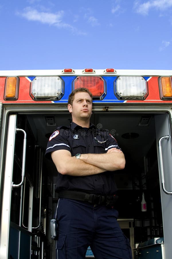 Happy Paramedic Portrait stock image. Image of mobile - 21809037