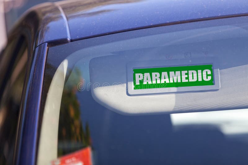 Paramedic - Car Sun Visor Sign Stock Image - Image of people, sign ...