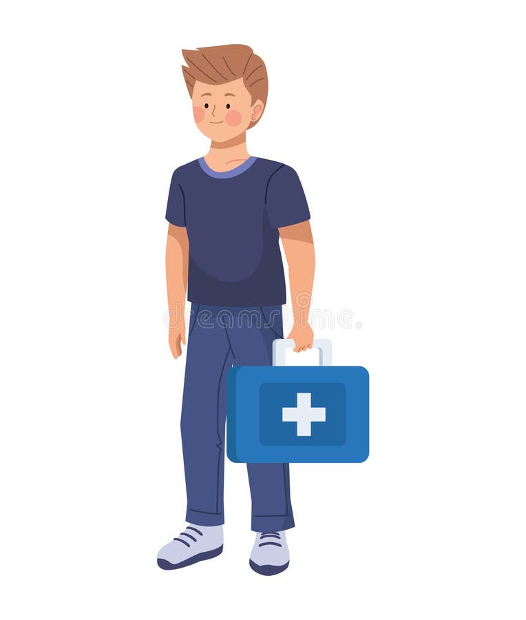 Paramedic Man with a First Aid Case Stock Illustration - Illustration ...