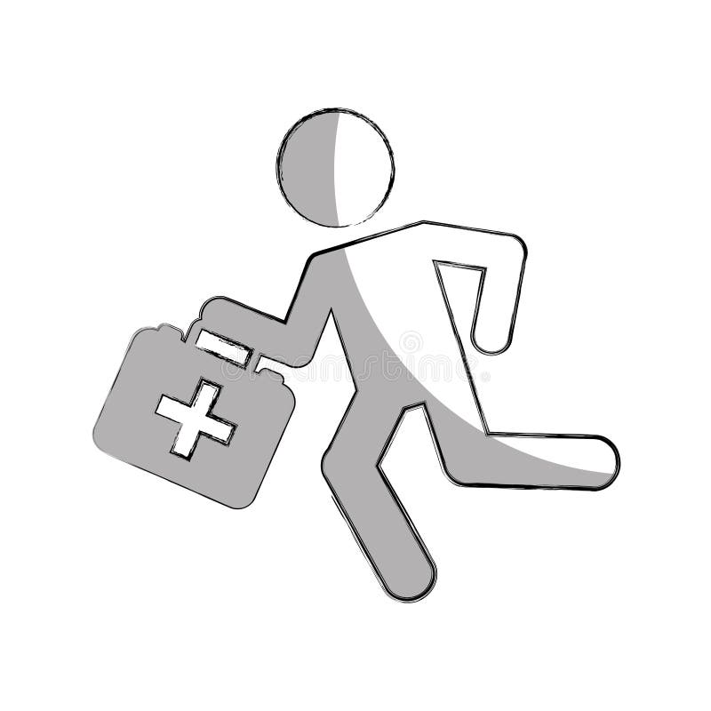 Paramedic Running with Medical Kit Stock Illustration - Illustration of ...