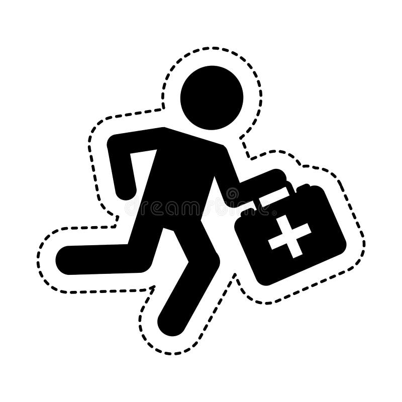 Paramedic Running with Medical Kit Stock Illustration - Illustration of ...