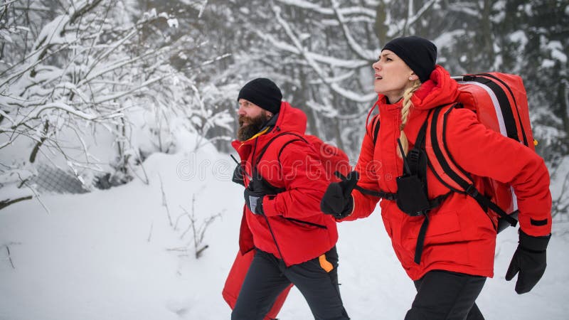 Mountain Rescue Helicopter Landing To Pick Up Wounded. Stock Image ...